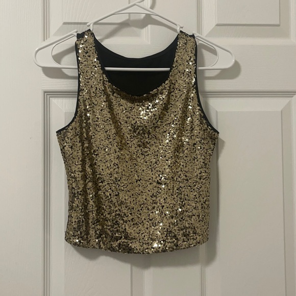 Tops | Sequin Gold Top Xs | Poshmark